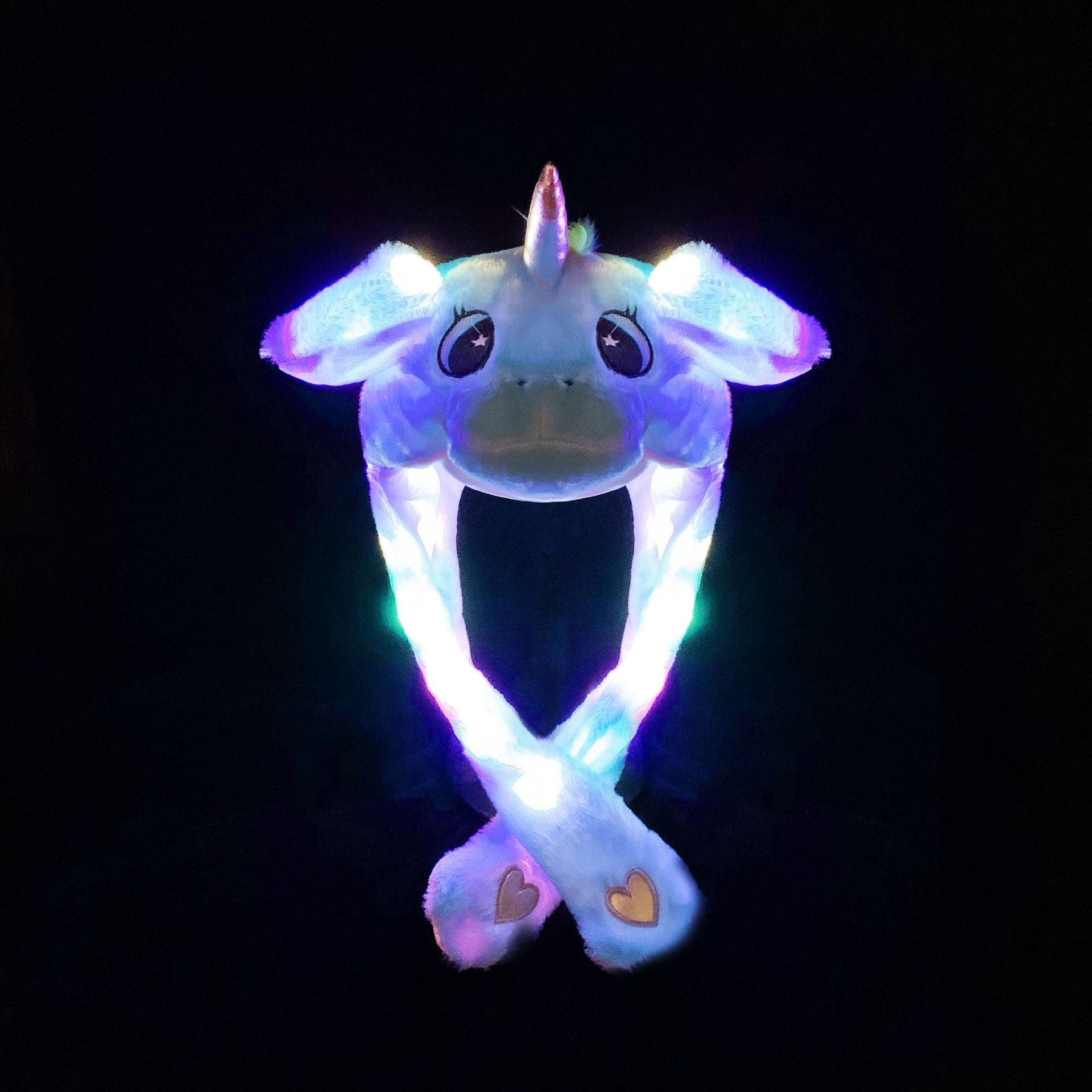 Glowing Plush Ear Moving Jumping Rabbit Hat Funny Glowing Ear Moving ...