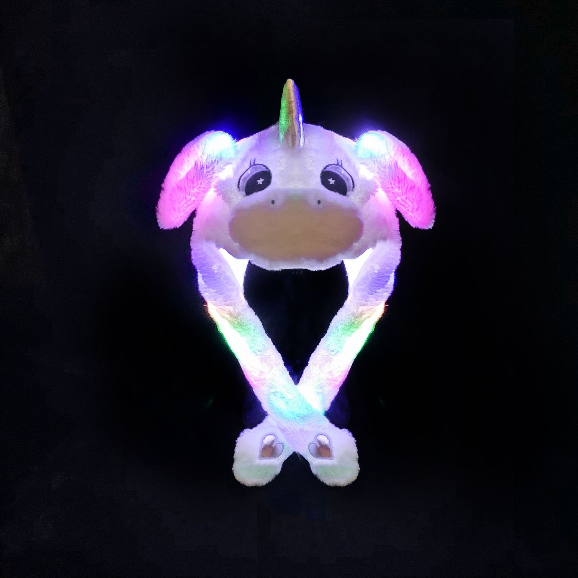 Glowing Plush Rabbit Hat with Moving Ears, Cosplay Party Hat for Kids ...