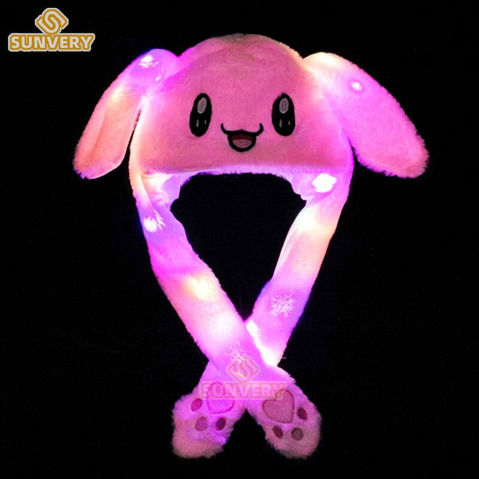 Glowing Plush Ear Moving Jumping Rabbit Hat Funny Glowing Ear Moving ...