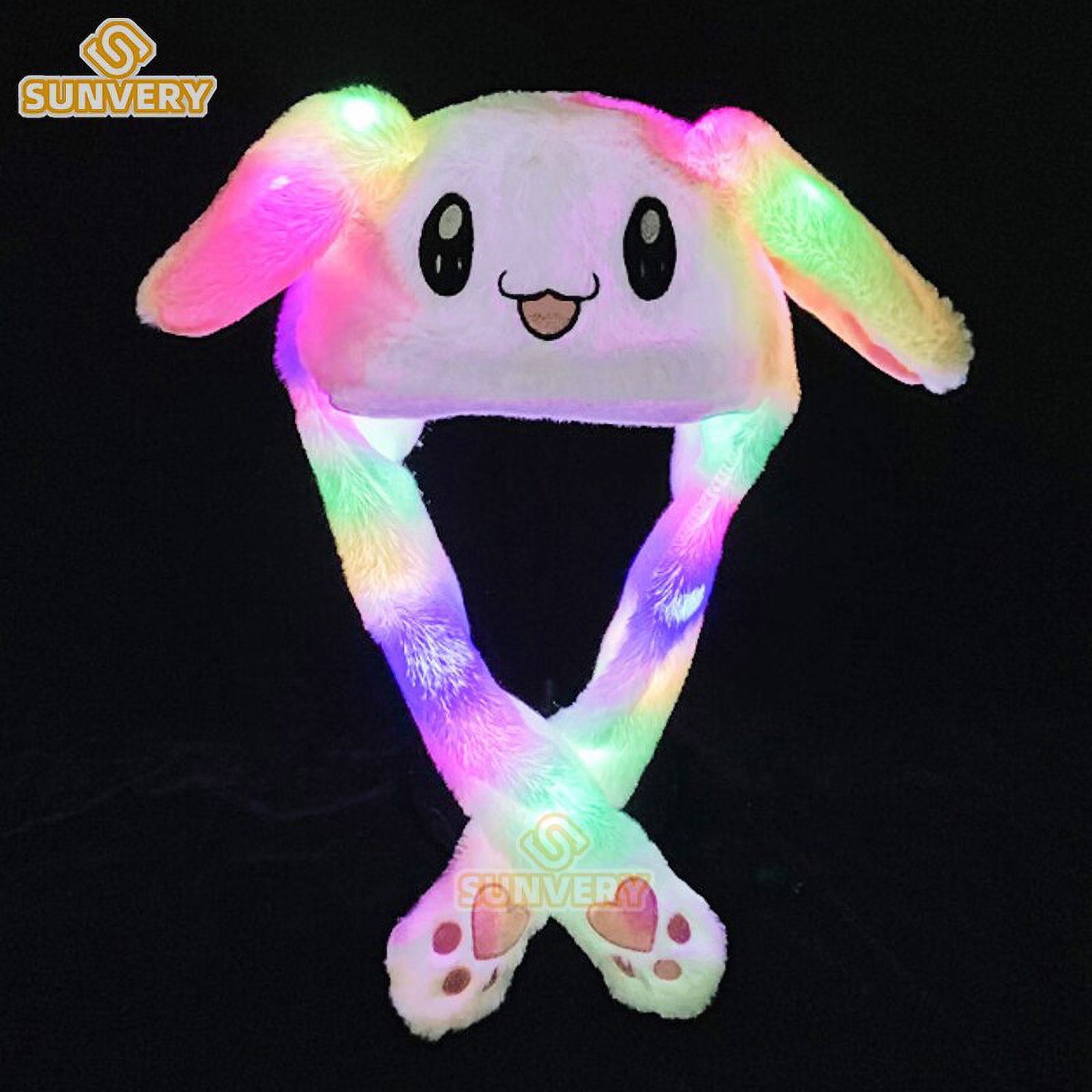 Glowing Plush Ear Moving Jumping Rabbit Hat Funny Glowing Ear Moving ...