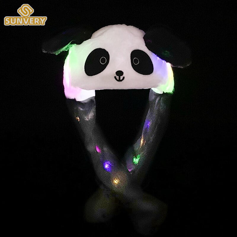 Glowing Plush Ear Moving Jumping Rabbit Hat Funny Glowing Ear Moving ...
