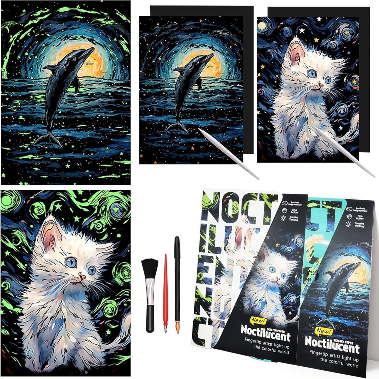 Scratch Paper Art Paint by Scratch Kit Adult, Noctilucent Arts and ...