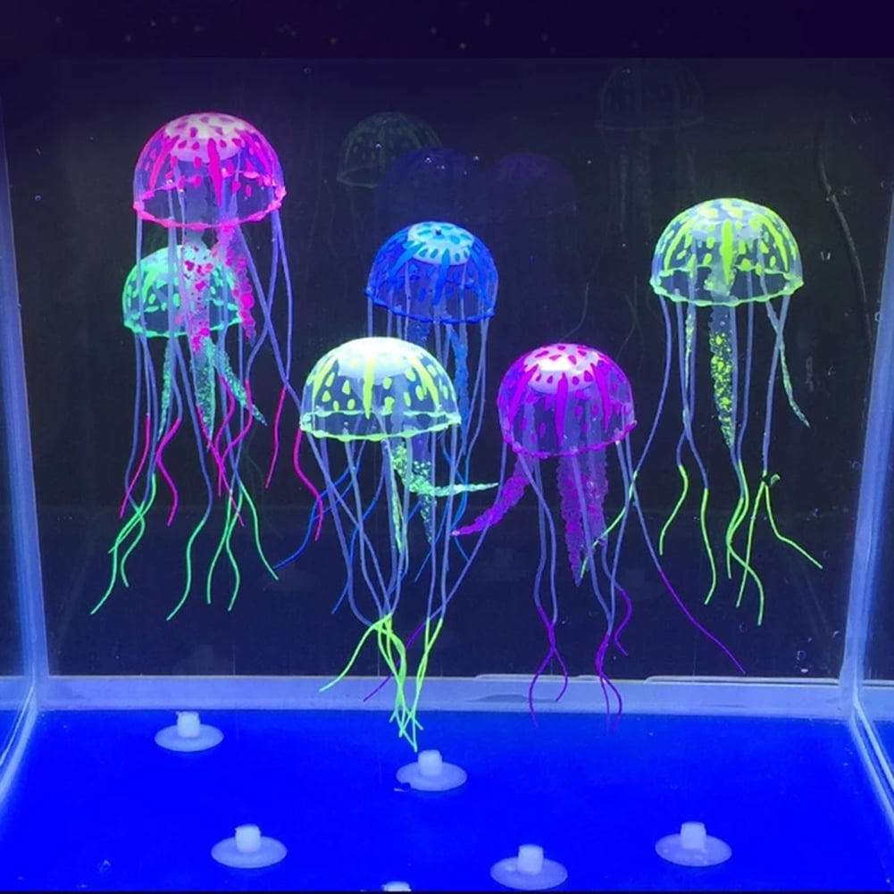 Glowing Silicone Fake Jellyfish Artificial Ornaments For Home Aquarium ...