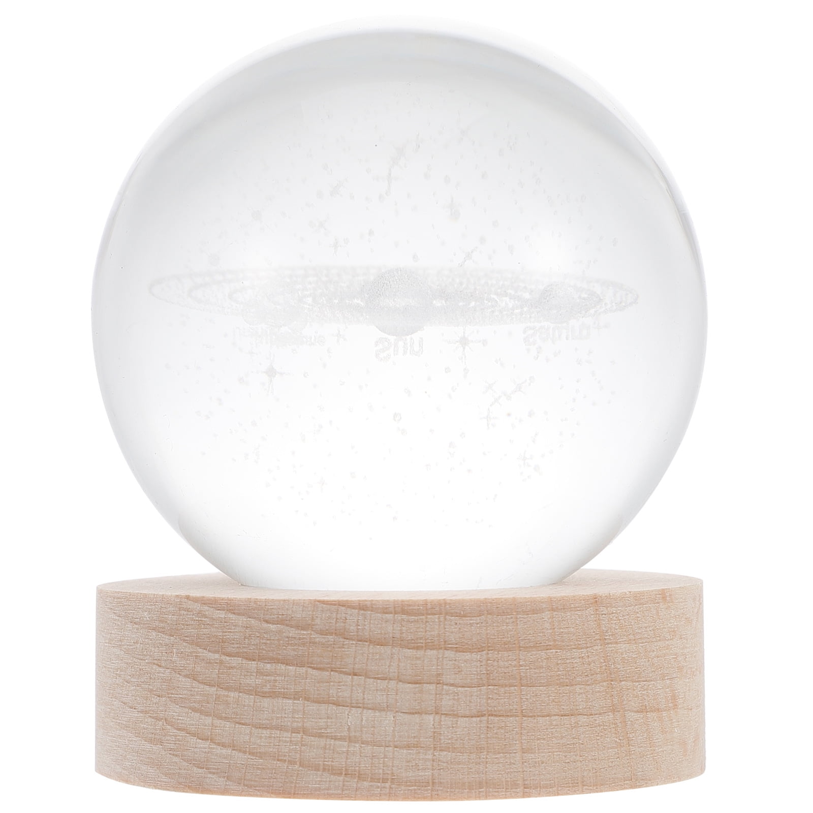 Glowing Solar System Glass with Wood Base LED Light Decoration ...