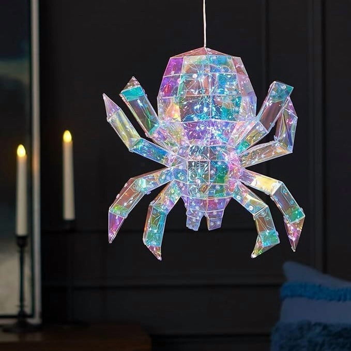 Glowing Spider Statue, 2025 Prismatic Iridescent Spooky Spider,Handmade ...