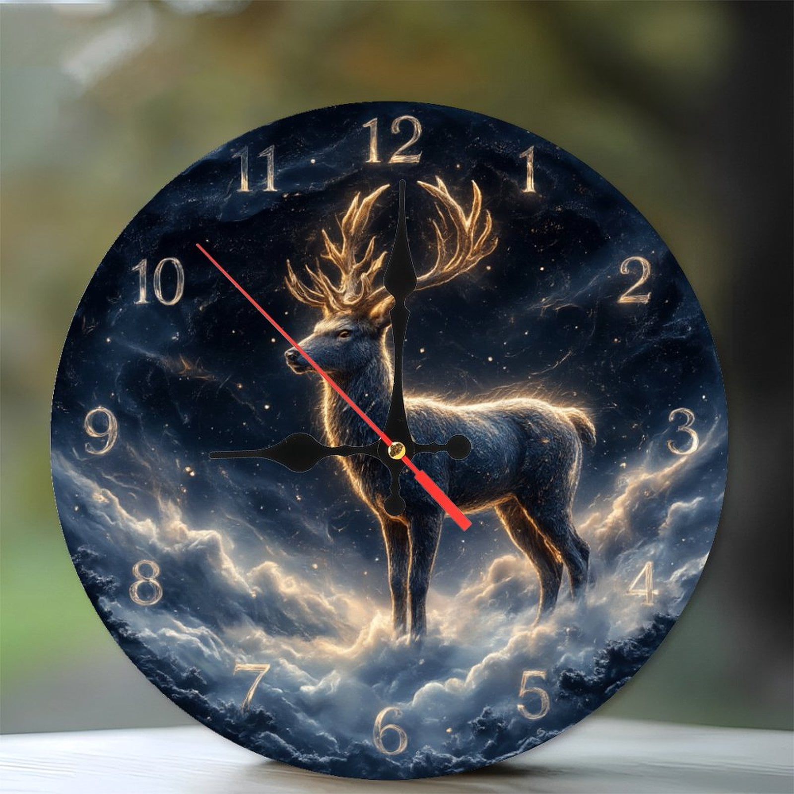 Glowing Stag Nebula Clock Wall Decor Art Home Gift 10-Inch Silent ...