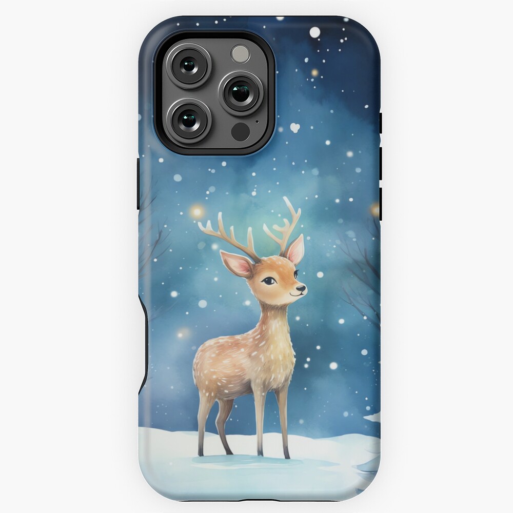 Glowing Starlit Reindeer Night Phone Case for iPhone 17 16 15 14 13 12 ...