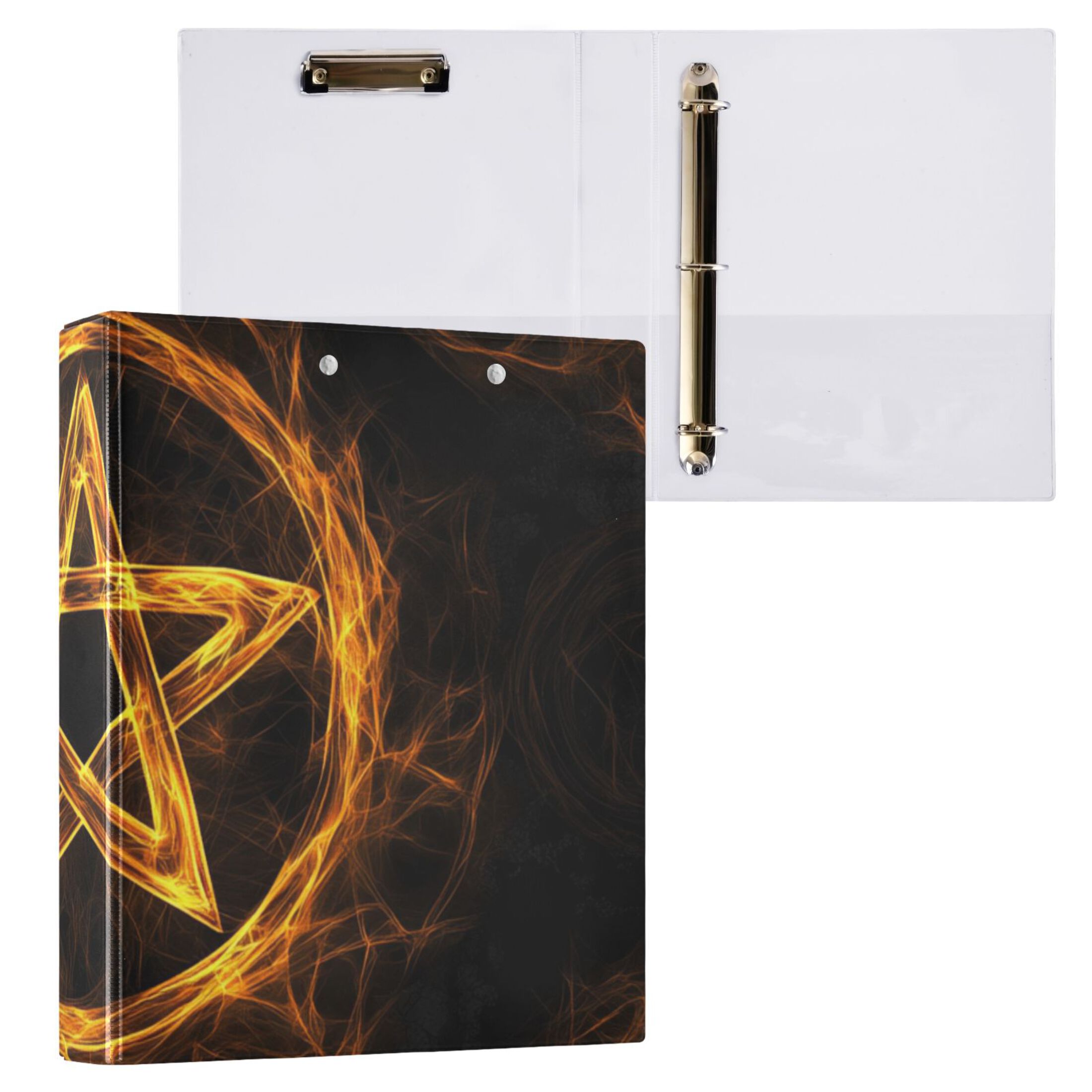 Glowing Stars in Circles Round Ring Binder 3 Rings 1.5" Capacity File ...