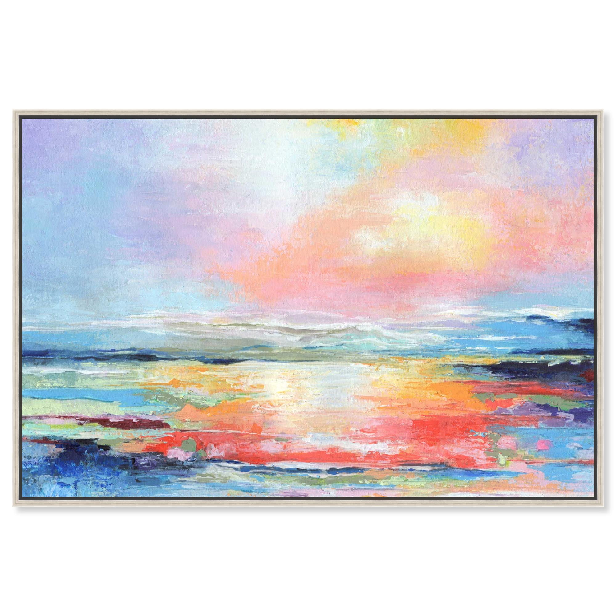 Glowing Sunset Canvas Colorful Abstracts by Art Remedy, Silver Frame ...