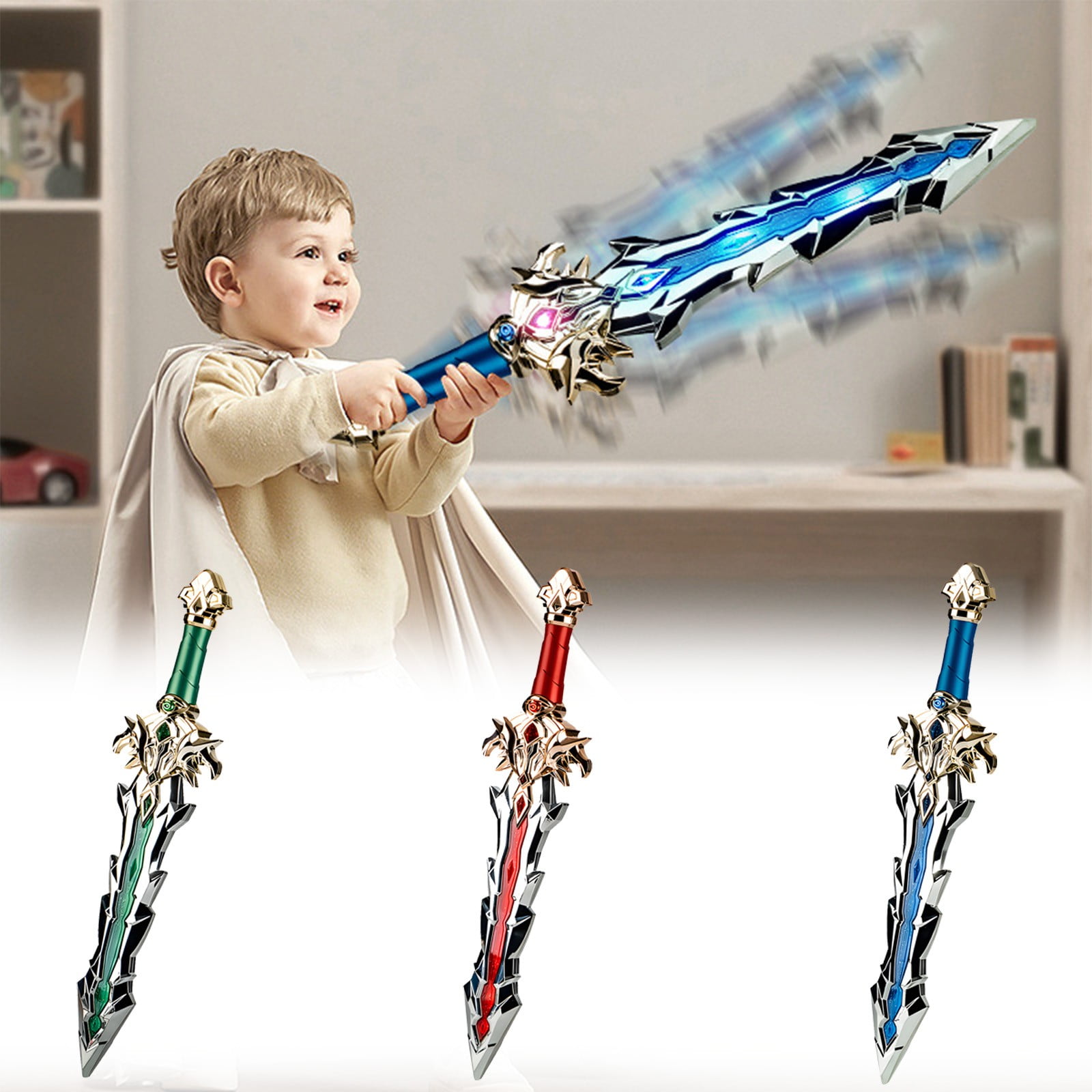 Glowing Sword Toy for Kids with Sound & Light Effects - Red/Blue/Green ...