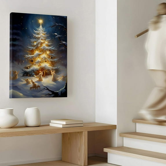 Glowing Winter Holiday Tree Poster Winter Wonderland Angels, Snowy ...