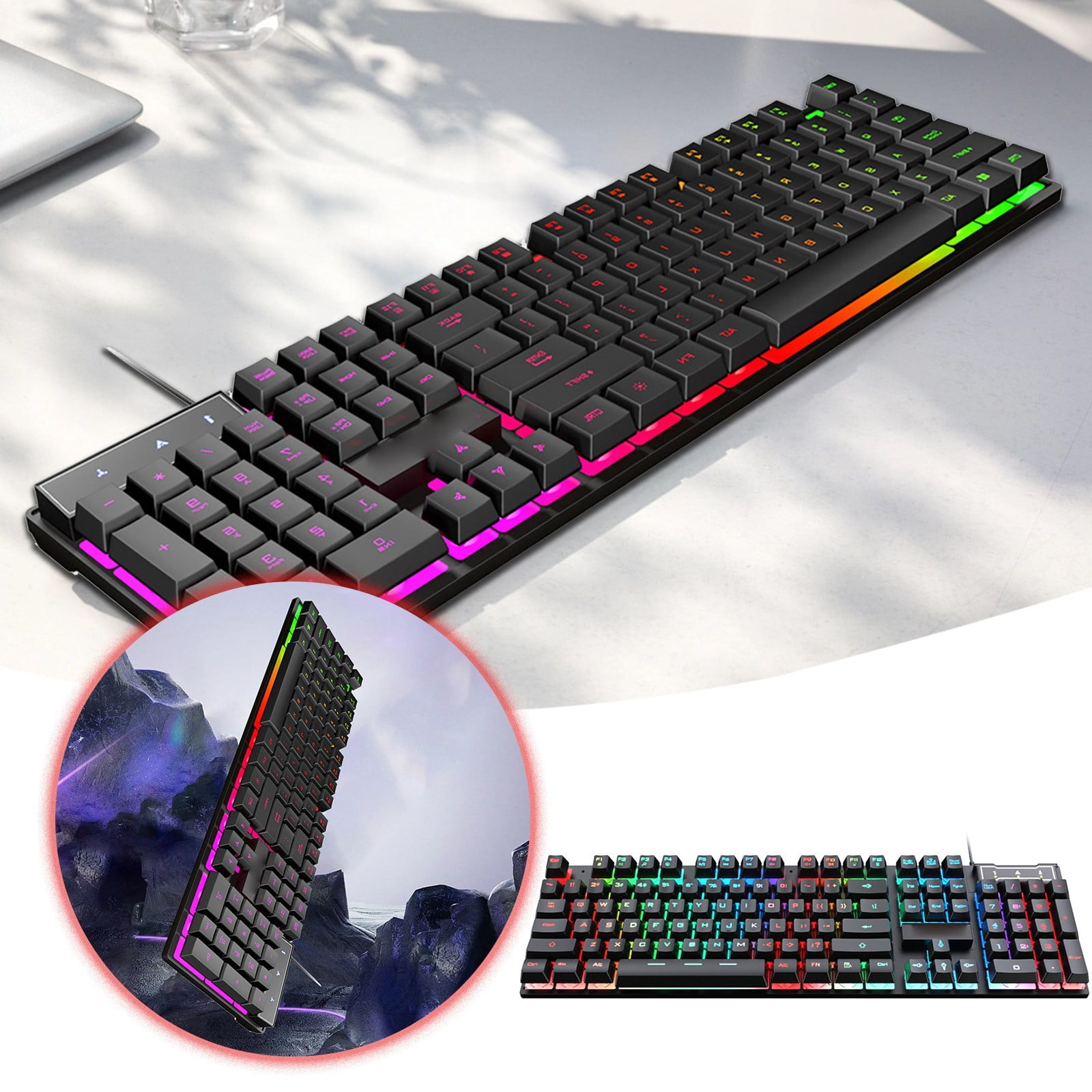 Glowing Wired Gaming Keyboard With Chicken Dinner Key For PC USB ...