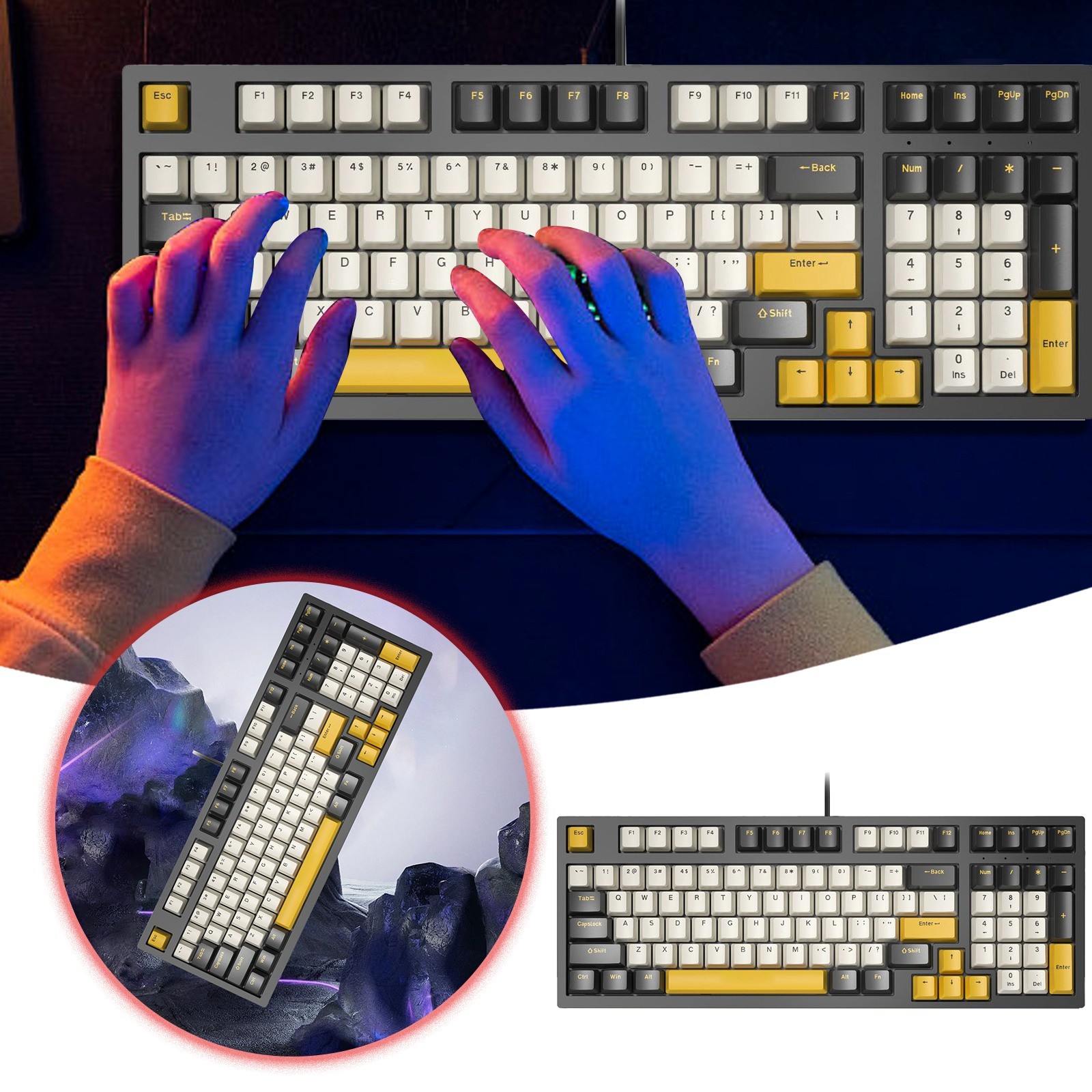 Glowing Wired Gaming Keyboard With Key For PC USB Backlit Keyboard ...