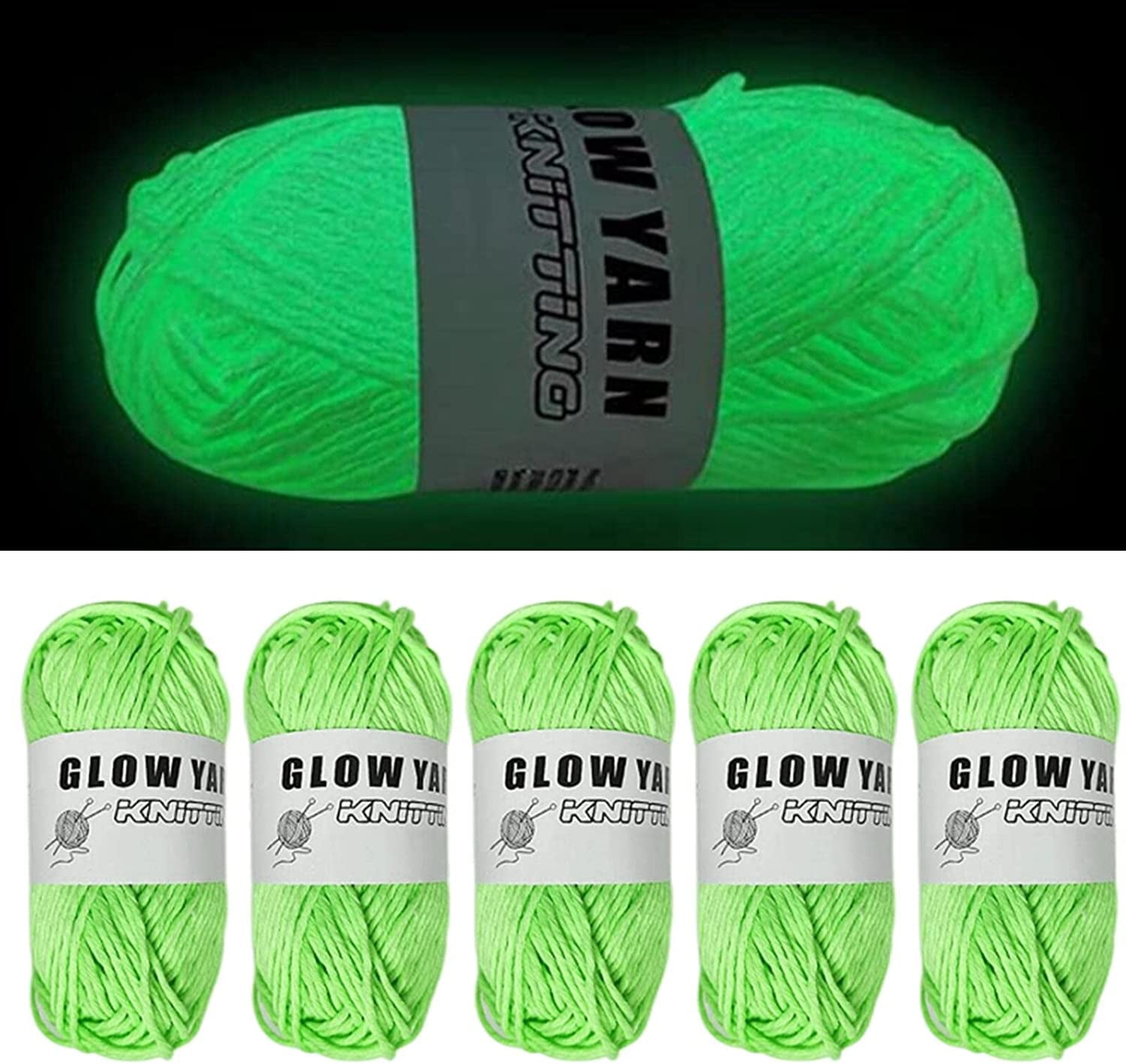 Glowing Yarn, DIY Glow in The Dark Yarn - 5 Rolls DIY Glow Yarn, Glow ...