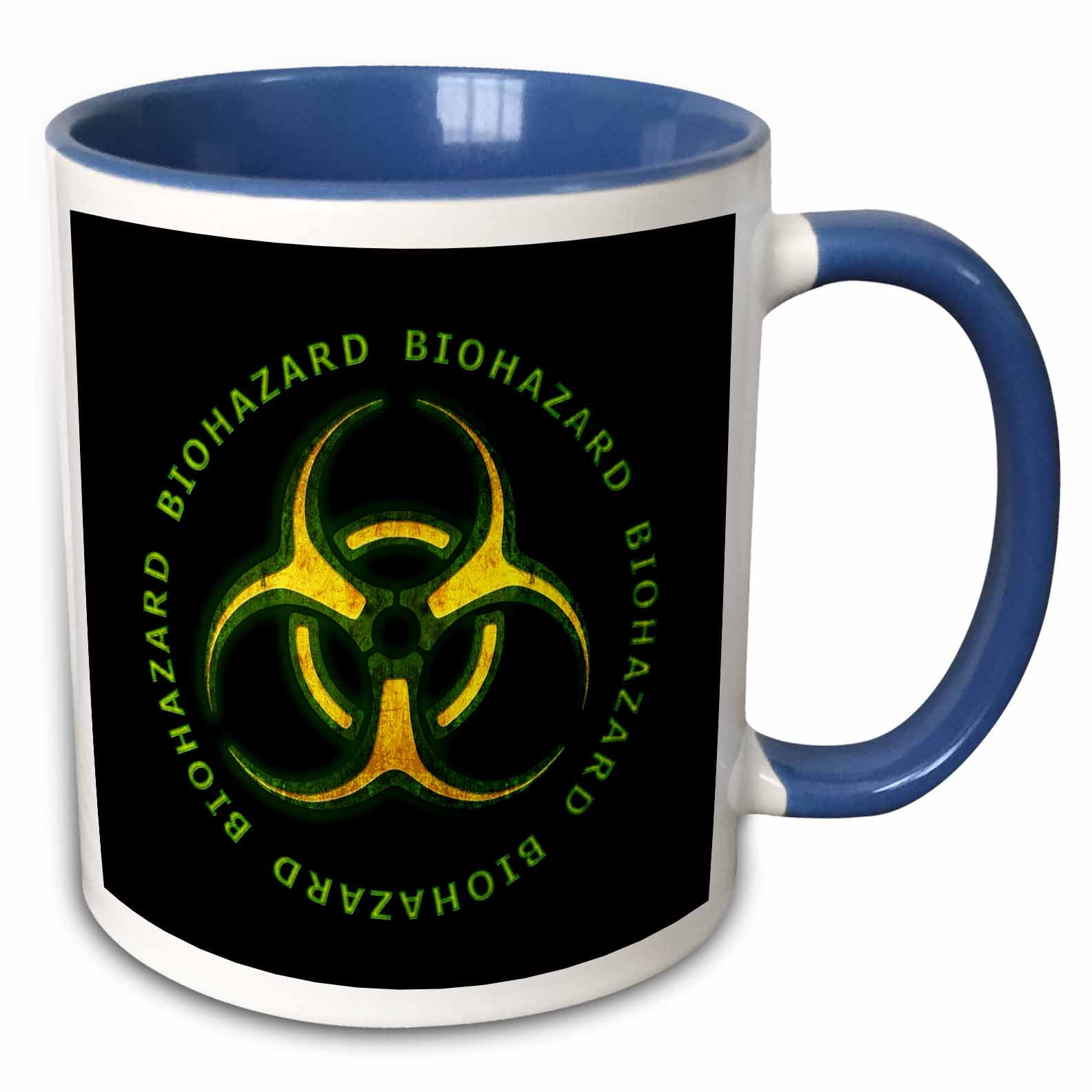 3drose, Glowing Yellow and Green Biohazard Symbol., 15oz Two-tone Blue ...