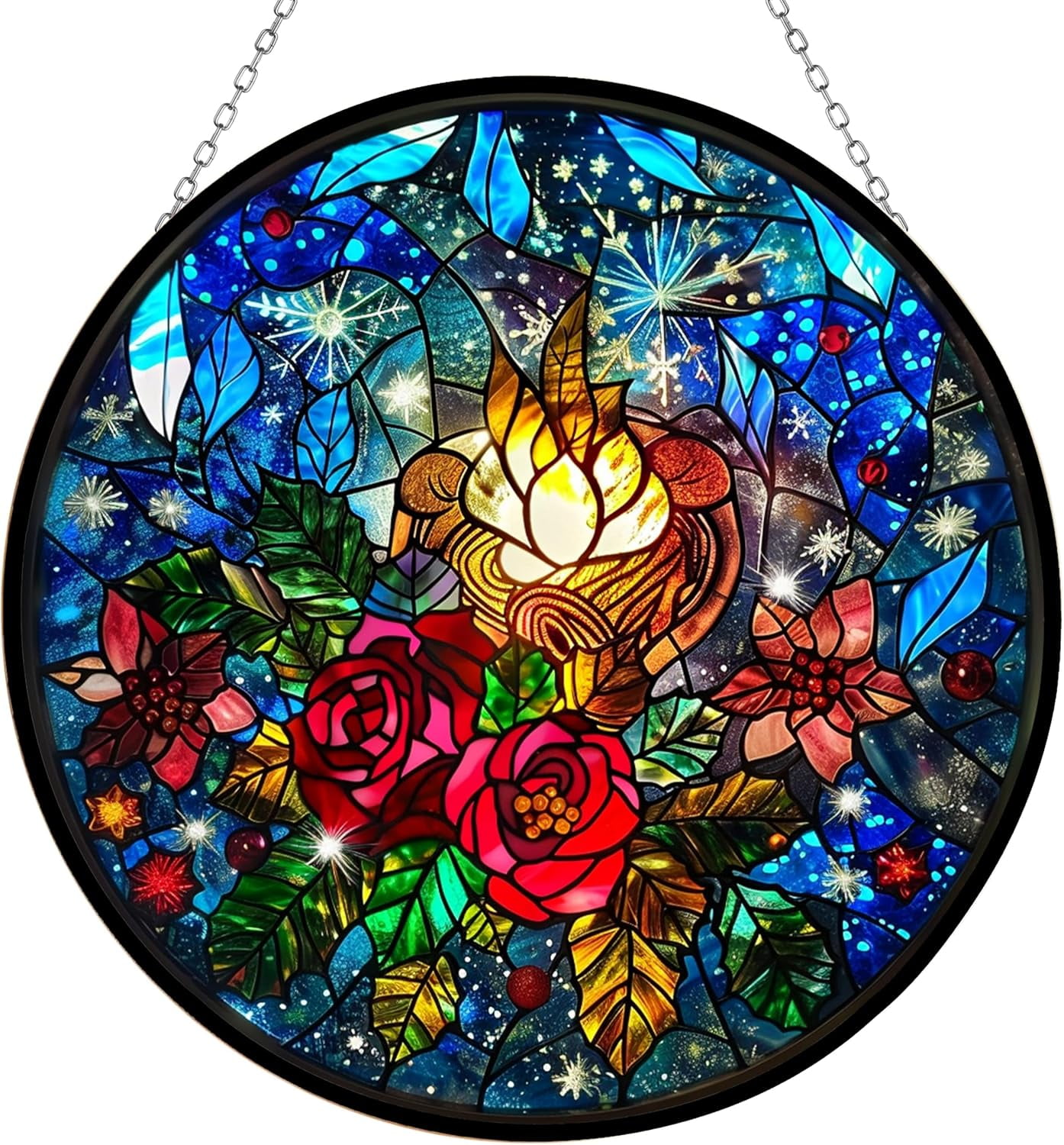 Glowing Yule Log Stained Glass Sun Catcher by Clare Donovan Stained ...