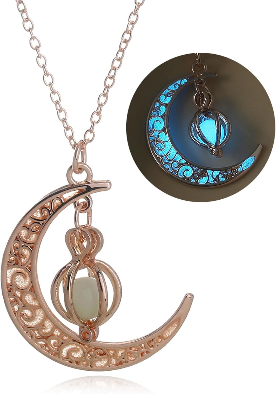 Glowing crescent moon fairy necklace for women or men - Enchanting ...