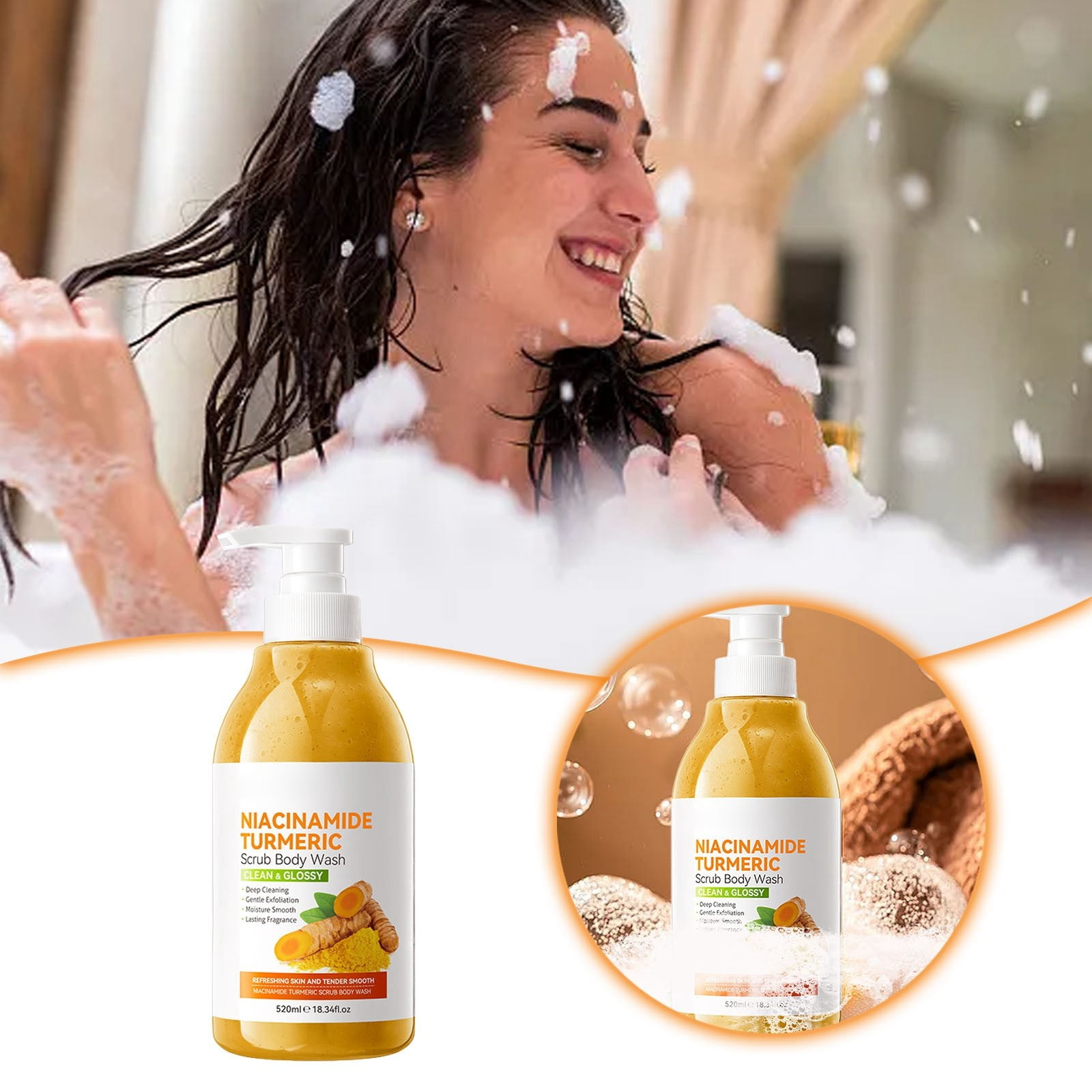 Glowlia Exfoliating Shower Gel & Body Scrub Set - 520ml Deep Cleansing ...