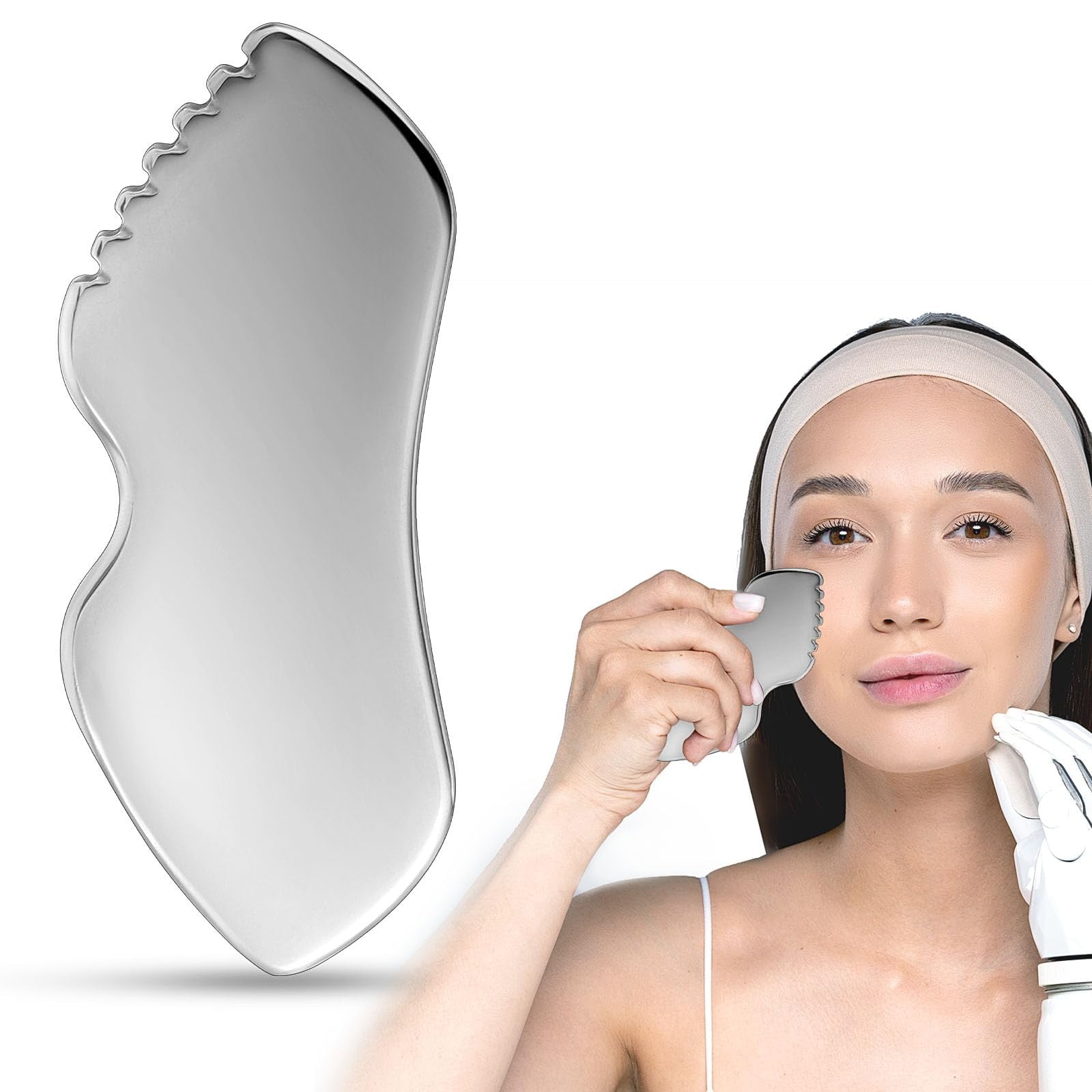 Glowlia Stainless Steel Gua Sha Tool for Face & Jaw - Professional Skin ...