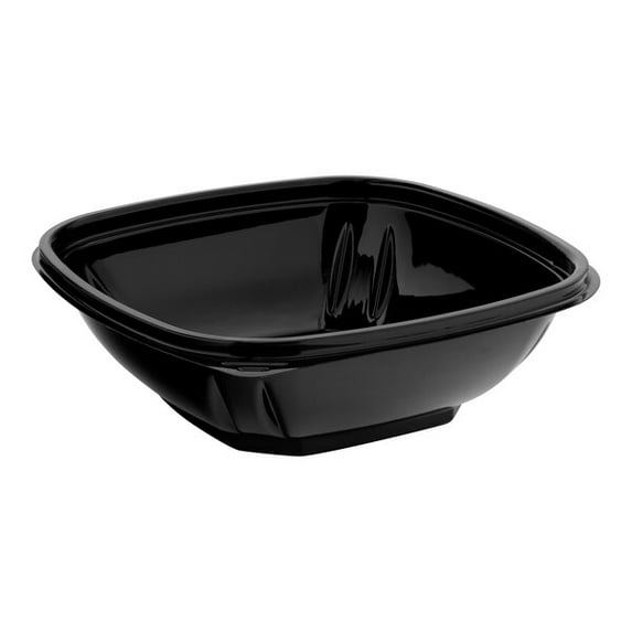 Glownary 12 oz. Black PET Plastic Square Catering / Serving Bowl - 125 ...