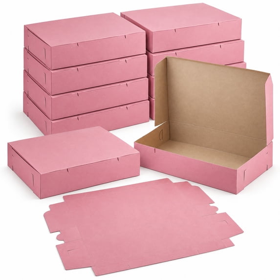 Glownary 20 x 14.5 x 4 Inch Pink Half Sheet Cake Bakery Box, Paperboard ...