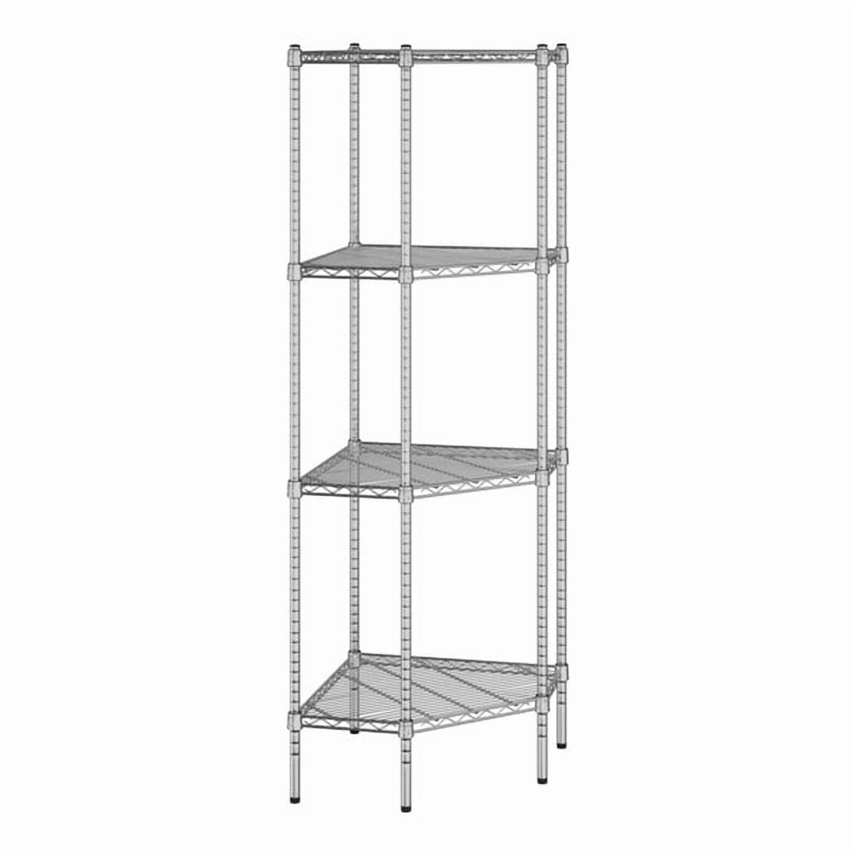 Glownary 24" NSF Chrome Wire Pentagon Corner 4-Shelf Kit with 74" Posts ...
