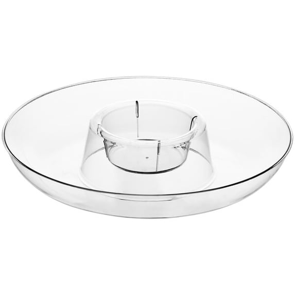 Glownary 6 Inch Clear Plastic Mini Dip Plates, Round 2-Compartment ...