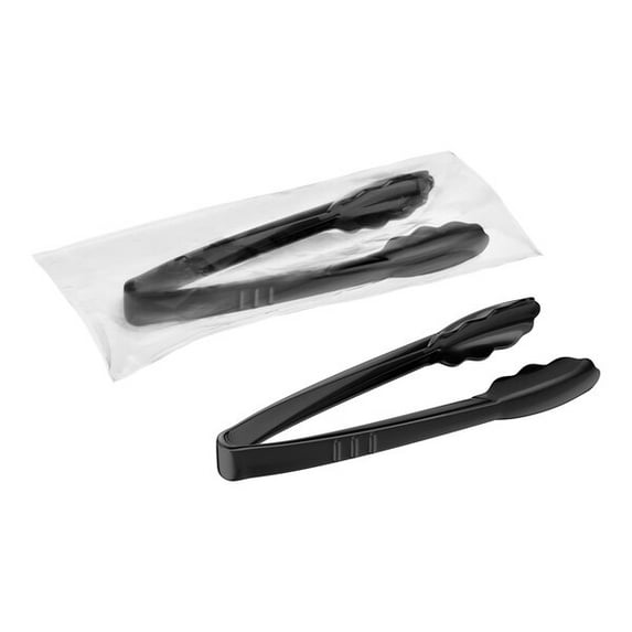 Glownary Black Disposable Polypropylene Serving Tongs, 9 Inch, Extra ...