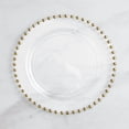 Glownary Clear Plastic Round Plates, 9 Inch, Gold Beaded Rim, BPA Free ...