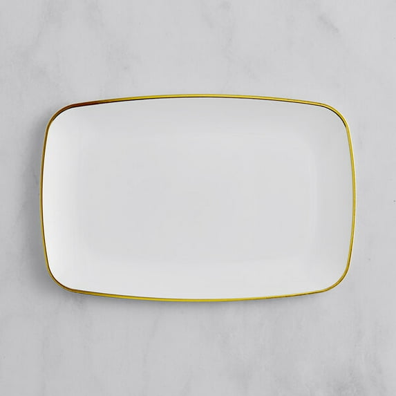 Glownary Coupe Dynasty White Rectangular Plastic Platter with Gold Band ...