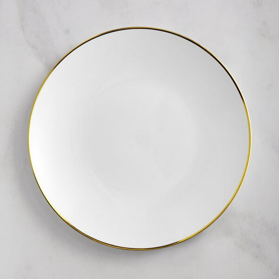 Glownary Coupe Dynasty White Round Plastic Plates with Gold Band, 6 ...