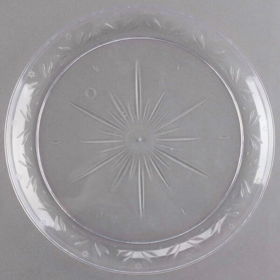 Glownary Etched Clear Plastic Dinner Plates, 10 Inch Round, Polystyrene ...