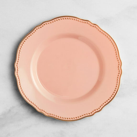 Glownary Heirloom Round Plastic Plate, 7.5 Inch, Blush Pink with Gold ...