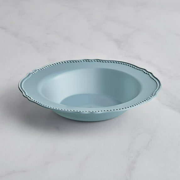 Glownary Heirloom Steel Blue Plastic Bowl with Silver Vintage Rim, 10 ...