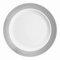 Glownary Lattice White Plastic Dinner Plate, 10.25 Inch Round, Silver ...