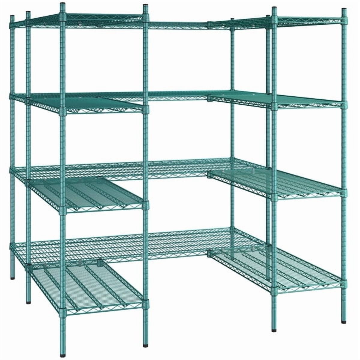 Glownary NSF Green Epoxy 5' x 5' Walk-In 4-Tier Shelving Unit Kit with ...