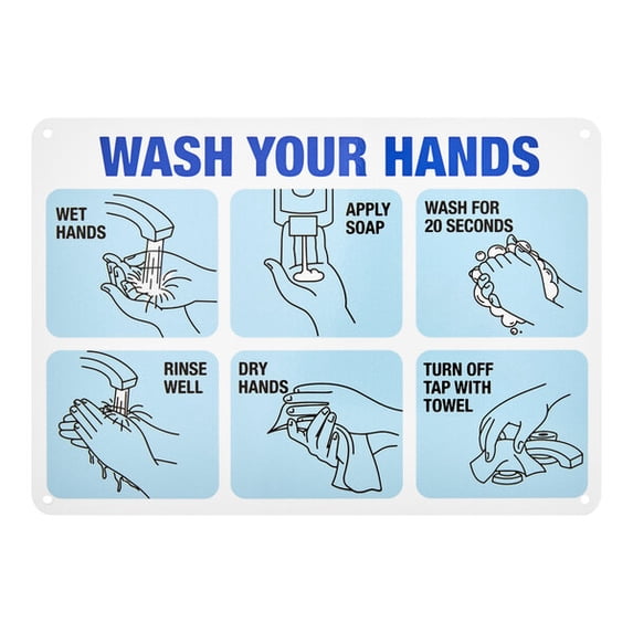 Glownary Reflective Wash Your Hands Safety Sign, 10 x 7 Inches ...