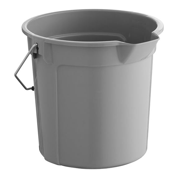 Glownary Round Bucket, 14 Qt, Gray, Heavy Duty Plastic, Stackable with ...