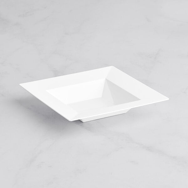 Glownary Square Plastic Bowl, 12 oz White, BPA Free, Wide Rim, 8.25 x 8 ...