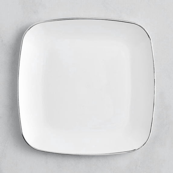 Glownary Square Plastic Plates, 6 Inch White with Silver Band ...