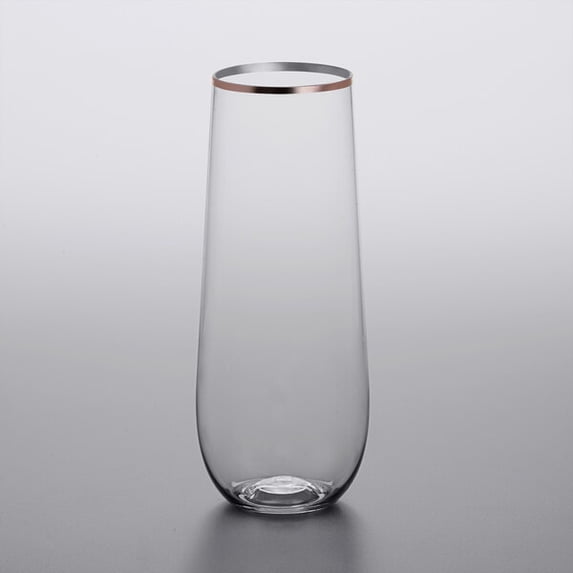 Glownary Stemless Champagne Flutes, Clear PET Plastic, 9 oz, Rose Gold ...