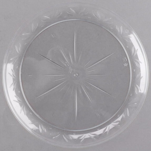 Glownary Wave 9 Inch Clear Plastic Plates, Round Polystyrene, Scalloped ...