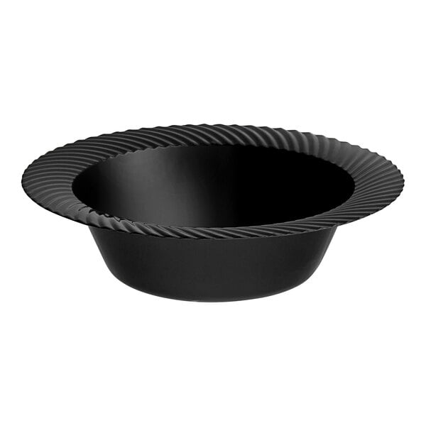 Glownary Wave Black Plastic Bowl, 6 oz Capacity, Round Scalloped Edge ...