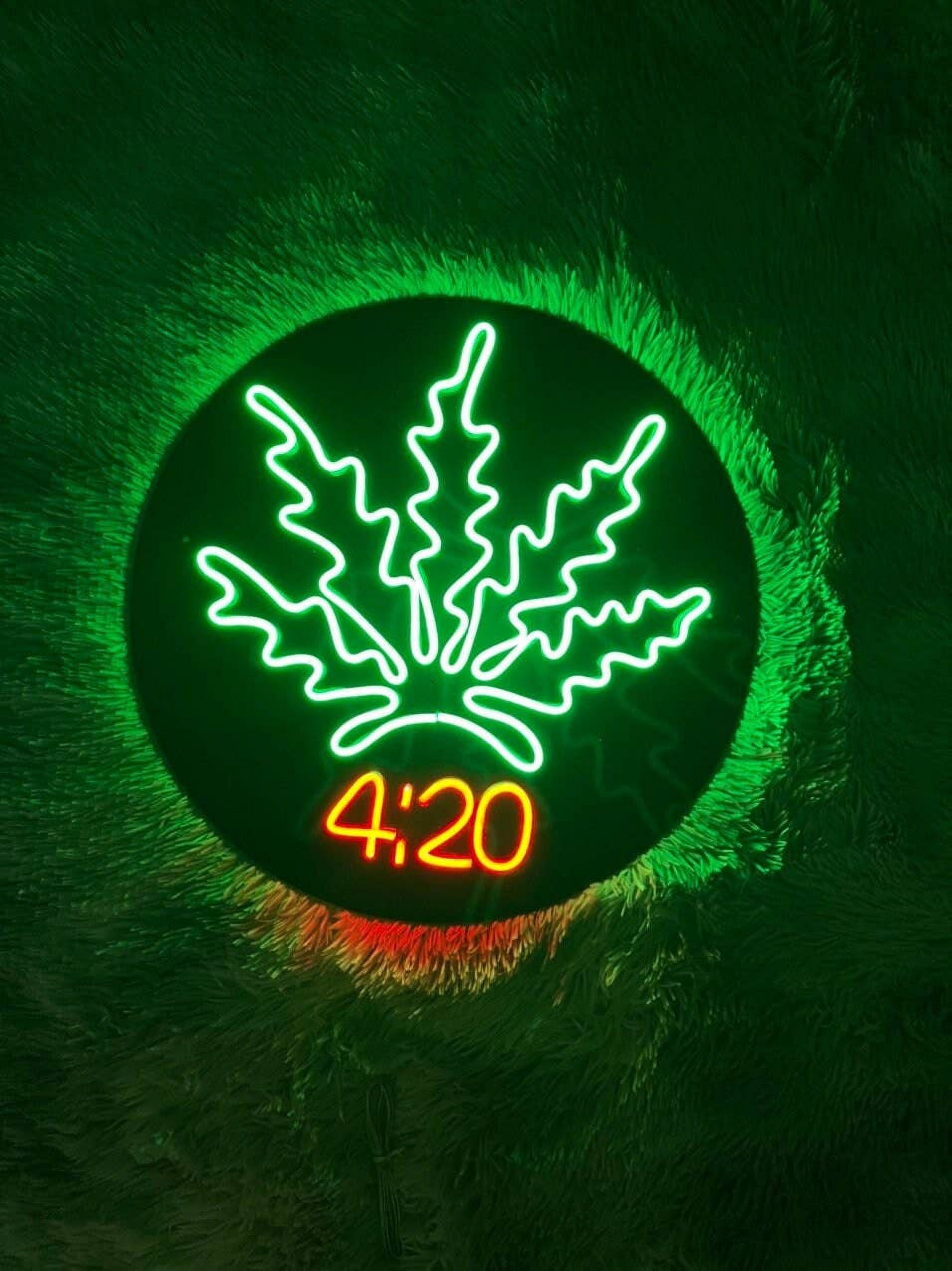 Glowneon 4:20 Ganja leaf Neon Sign Decor, Weed Neon Sign - Walmart.com