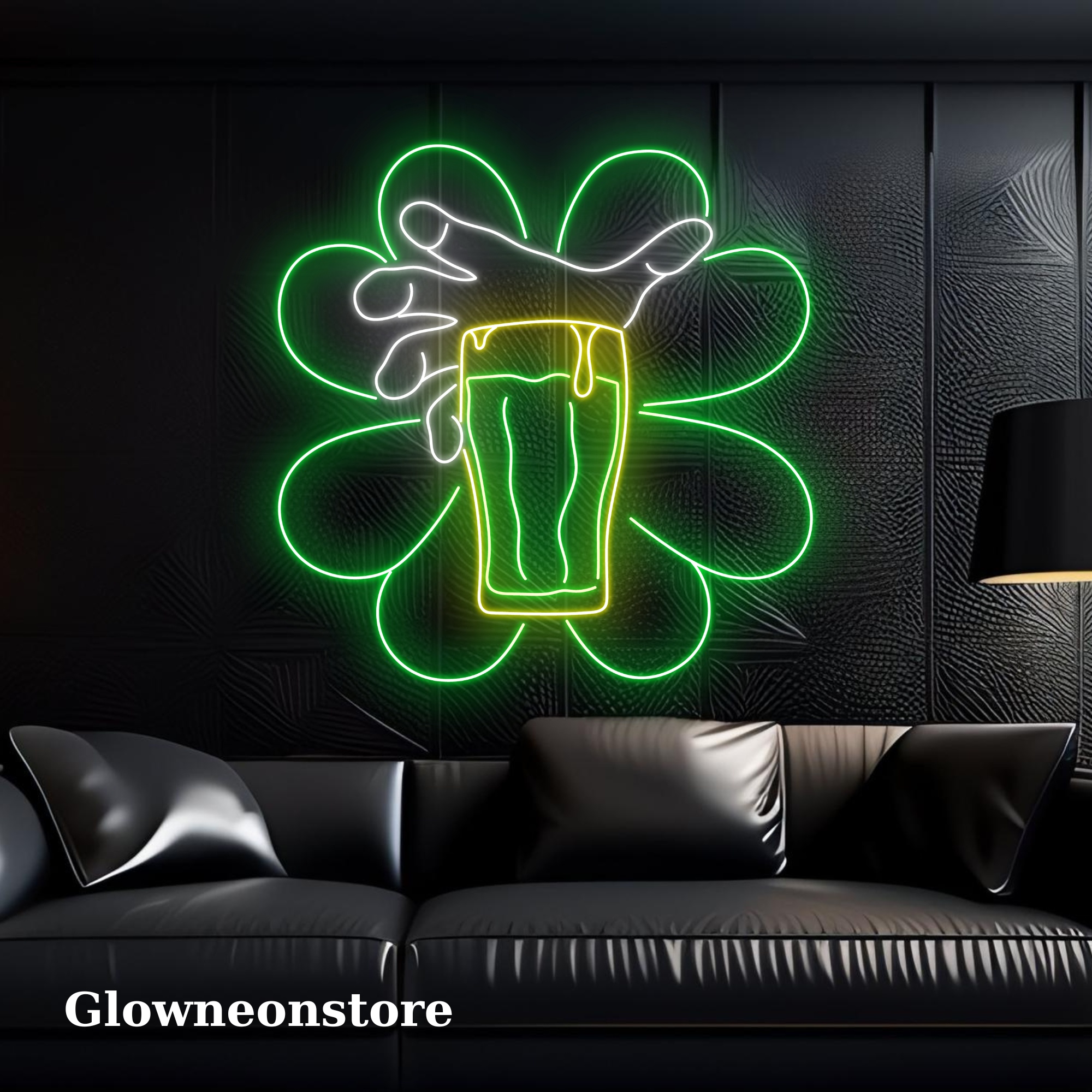 Glowneon 4 Leaf Clover Beer Neon Sign, Shamrock Beer Led Light ...