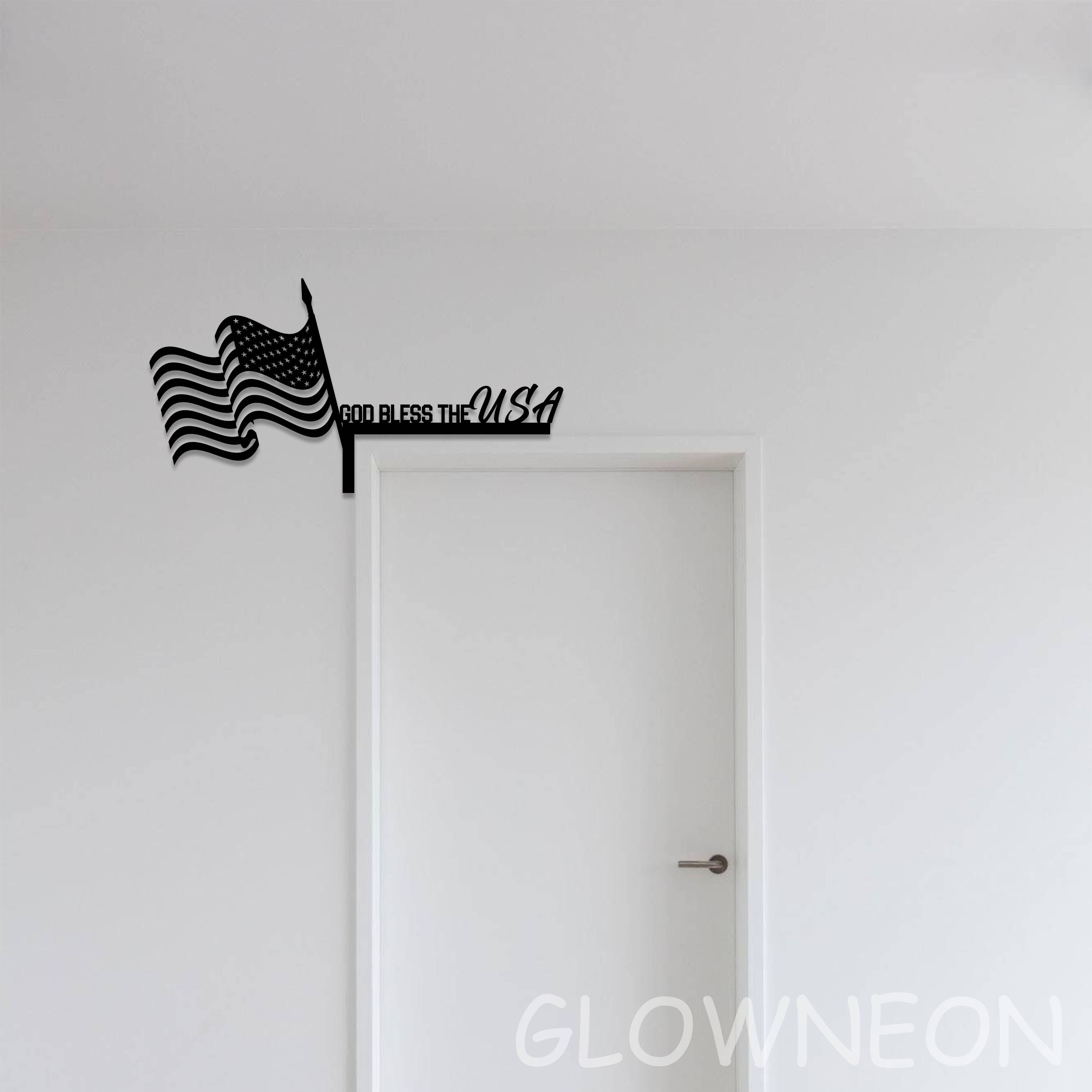 Glowneon 4th Of July God Bless The USA US Flag Pole Door Topper Decor ...