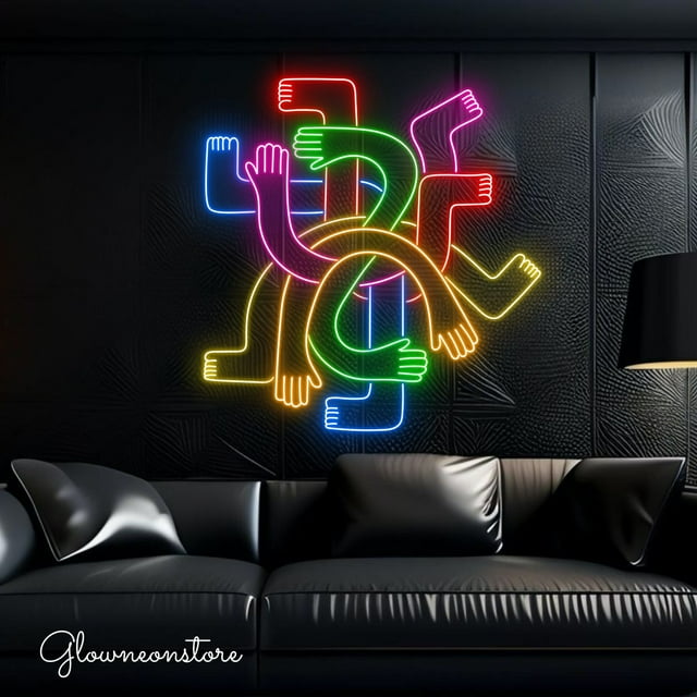 Glowneon Abstract Art Neon Sign, Abstract Hand Led Sign, Abstract Hand ...