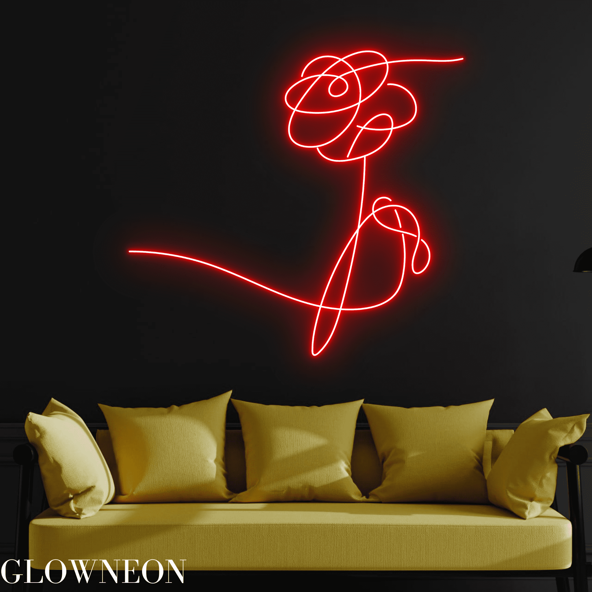 Glowneon Abstract Flower Neon Sign, Flower Led Sign, Flower Shop Art ...