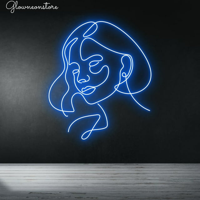 Glowneon Abstract Girl Face Neon Sign, Woman Face Led Sign, Face Girl ...