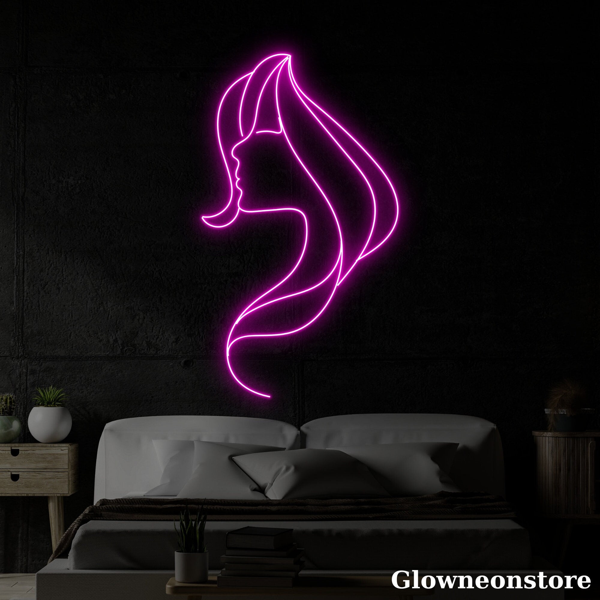 Glowneon Abstract Girl Neon Sign, Line Face Led Sign, Girl Neon Light ...